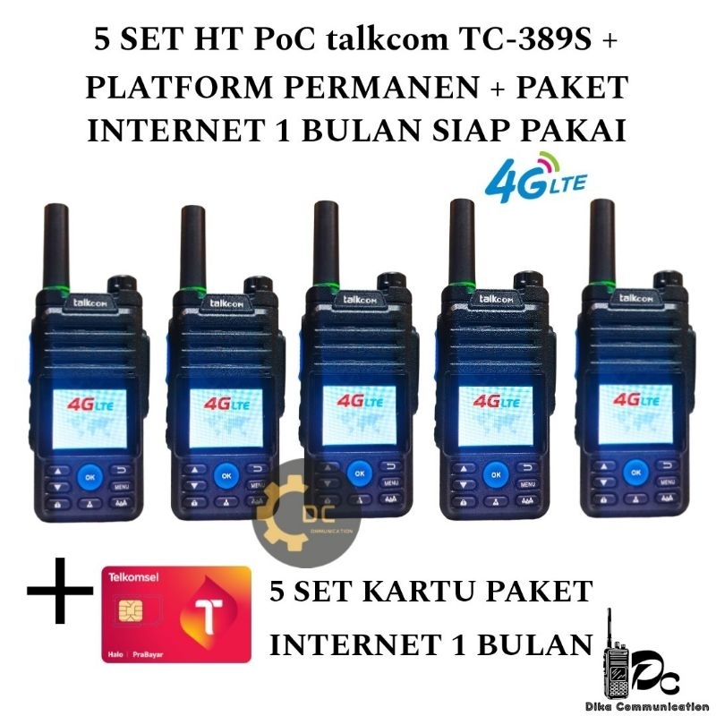 Jual 5 Set HT PoC talkcom TC-389S 4G LTE WiFi Free Platform Permanen + Internet 1 Bulan | Shopee ...