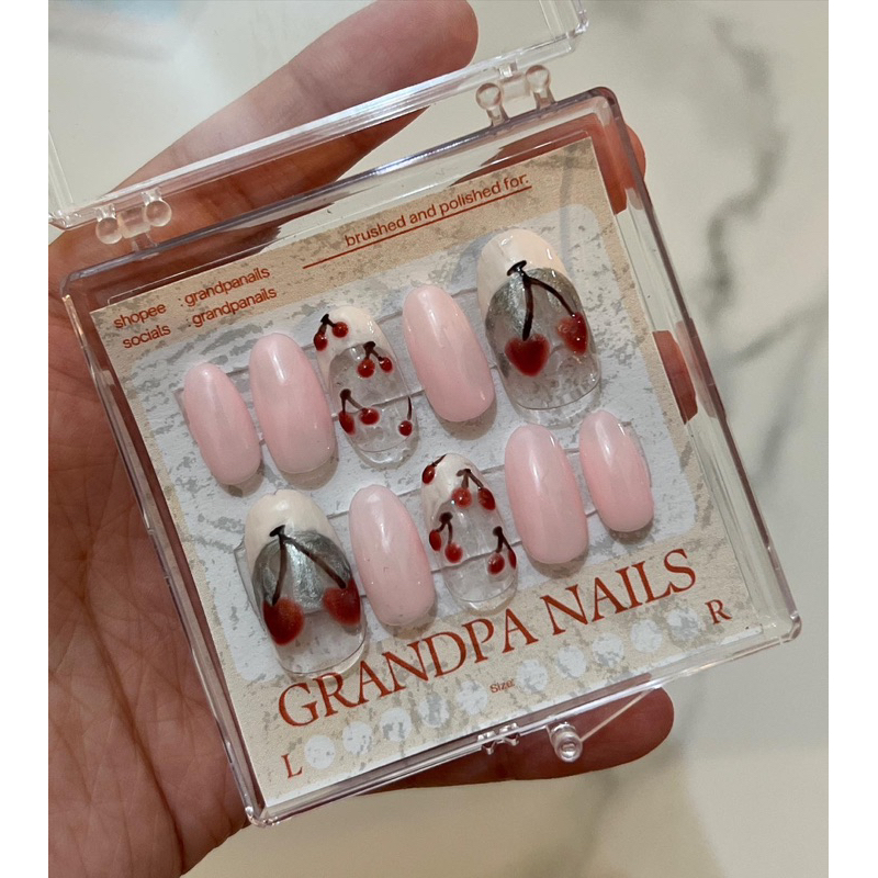 Jual GRANDPA - CHERRY Press-On Nails | Shopee Indonesia