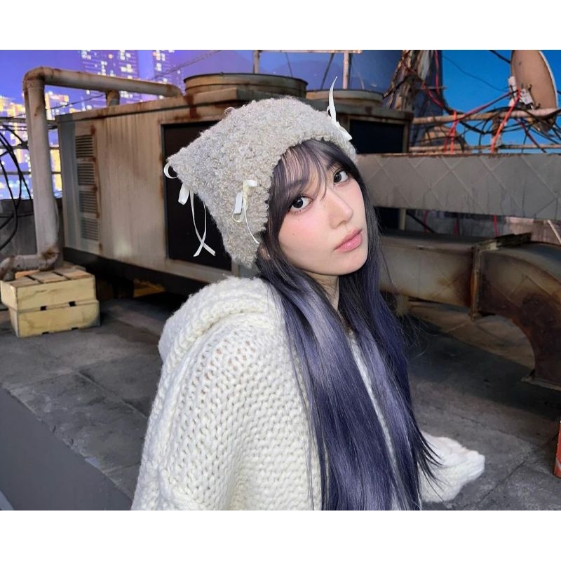 Jual Sakura BOW CAT BEANIE crochet handmade kupluk topi. miyawaki ...