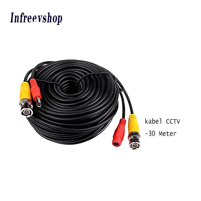 Jual kabel cctv 30m RG59 konektor power cable camera 30meter | Shopee ...