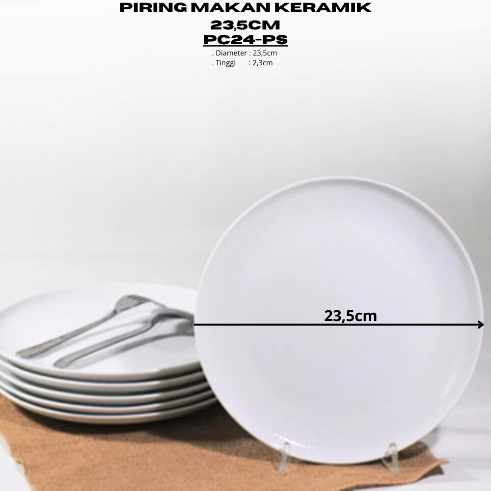 Jual Piring Makan Keramik 23,5CM (1PCS) Polos By Indo Keramik Piring ...