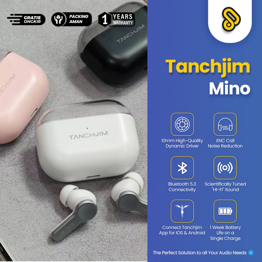 Jual TANCHJIM MINO Bluetooth 5.3 ANC/Transparency IPX4 True Wireless TWS | Shopee Indonesia