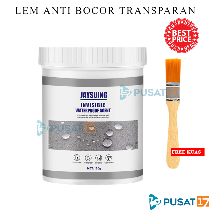 Jual PUSAT17 LEM ANTI BOCOR TRANSPARAN FREE KUAS JAYSUING LEM OLES ...