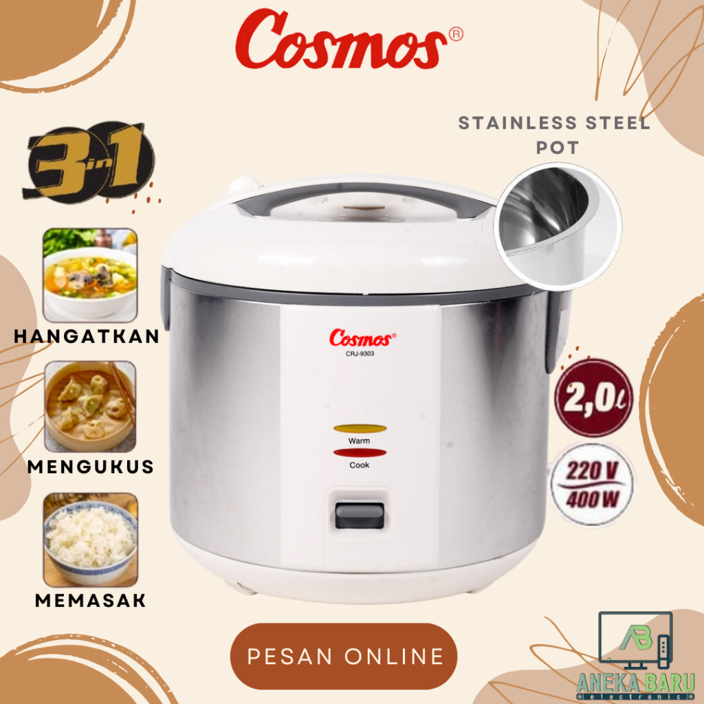 Jual [READY STOCK] Cosmos Stainless Steel Rice Cooker CRJ-9303 ...