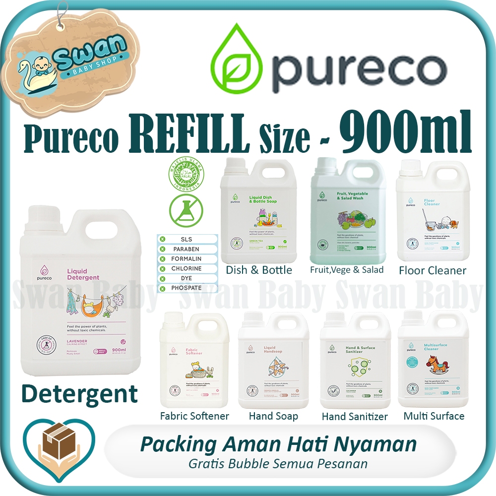 Jual Pureco REFILL Size 900ml [ Detergent / Dish & Bottle / Softener ...