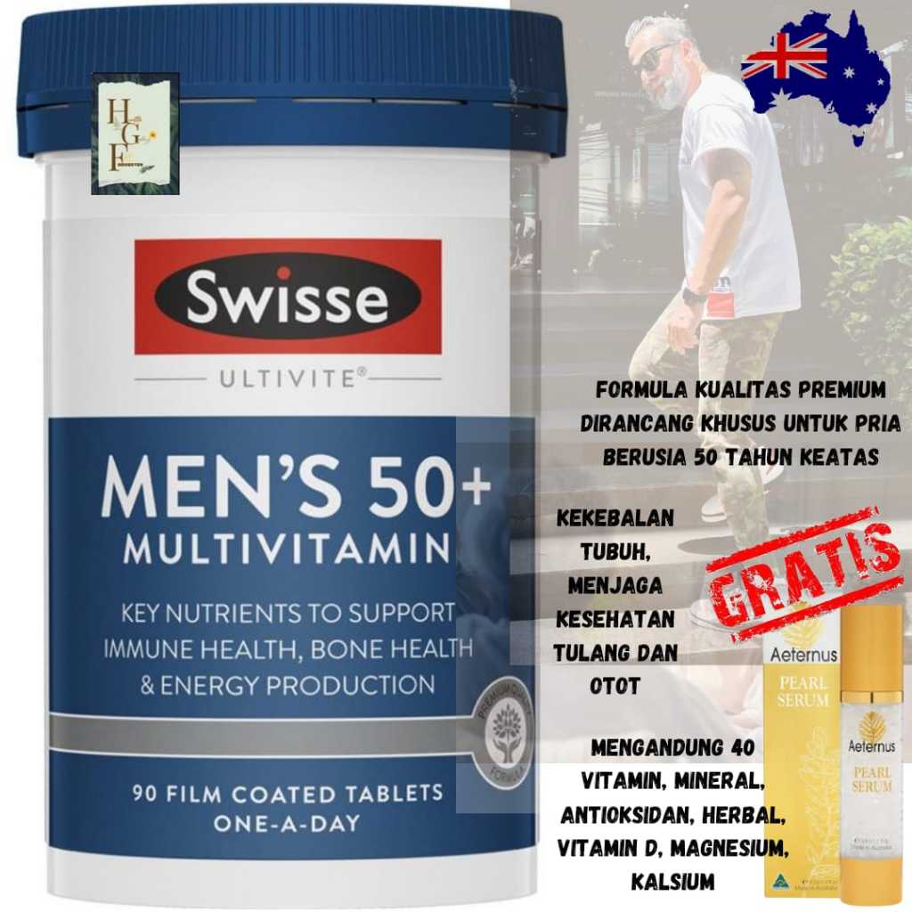 Jual swisse men multivitamin 50+ 90 tablets ultivite gratis aeternus pearl serum | Shopee Indonesia