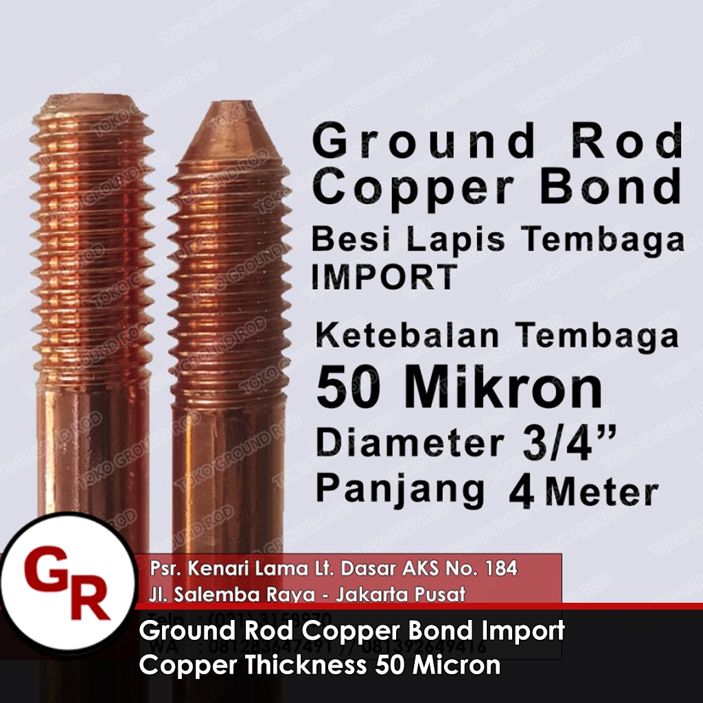Jual Ground Rod Copper Bonded 3/4 x 4 meter / Besi Lapis Tembaga Import ...