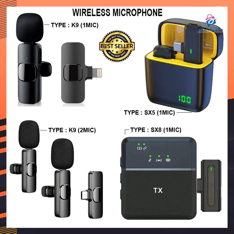 Jual AKACC MICROPHONE WIRELESS PORTABLE K9 / SX5 / SX8 / MIC CLIP ON ...