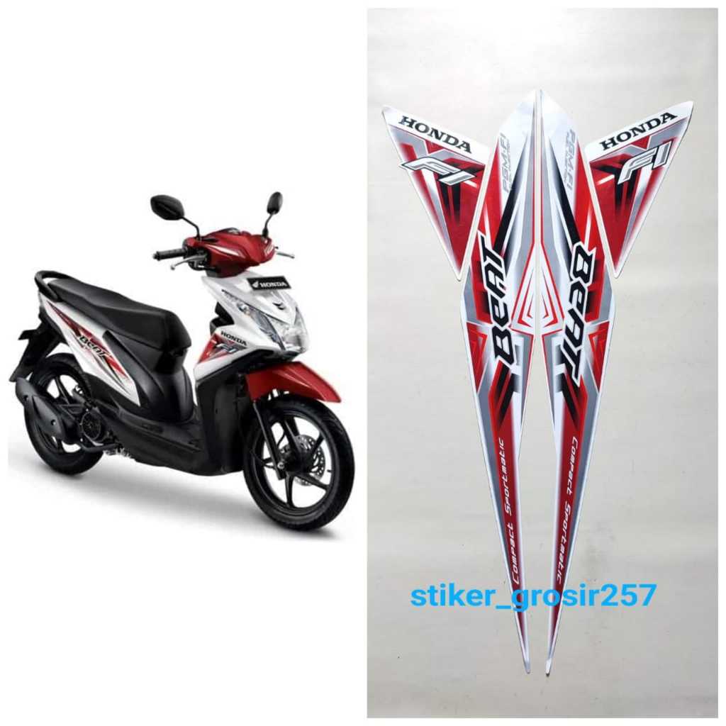 Jual STIKER STRIPING LIS BODY BEAT FI ESP 2014 2015 PUTIH MERAH FULL ...