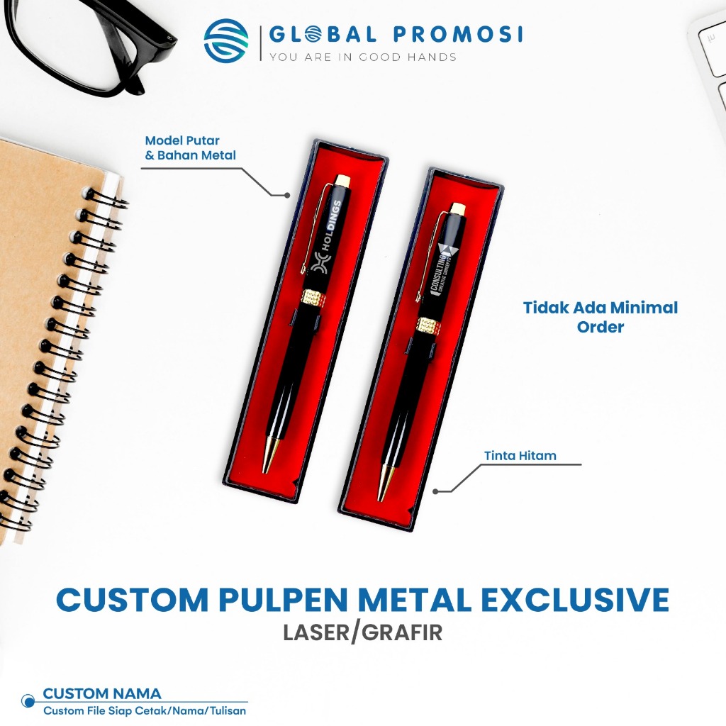 Jual Pulpen custom Ballpoint Pulpen Metal Exclusive Pen Besi Motif Gold ...
