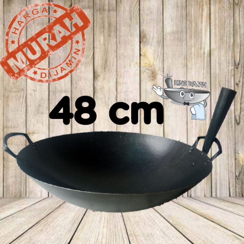 Jual wajan kuali penggorengan, wajan nasi goreng plat hitam gagang ...
