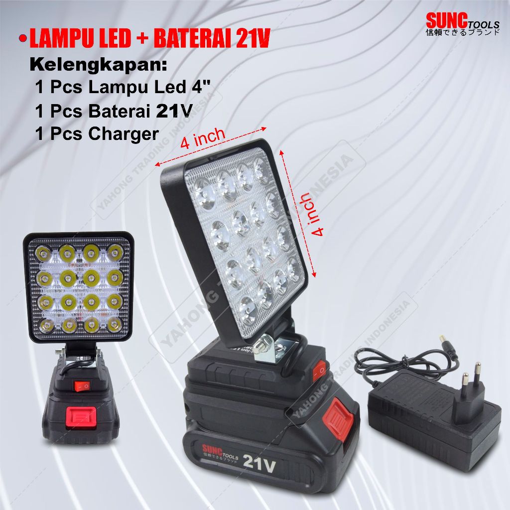 Jual Lampu LED Portable Lamp Baterai 21V 48VF Cahaya Putih Terang SUNC ...