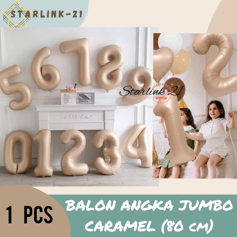 Jual BALON ANGKA CARAMEL 80 CM | Balon Foil Angka Cream Jumbo NEW ...