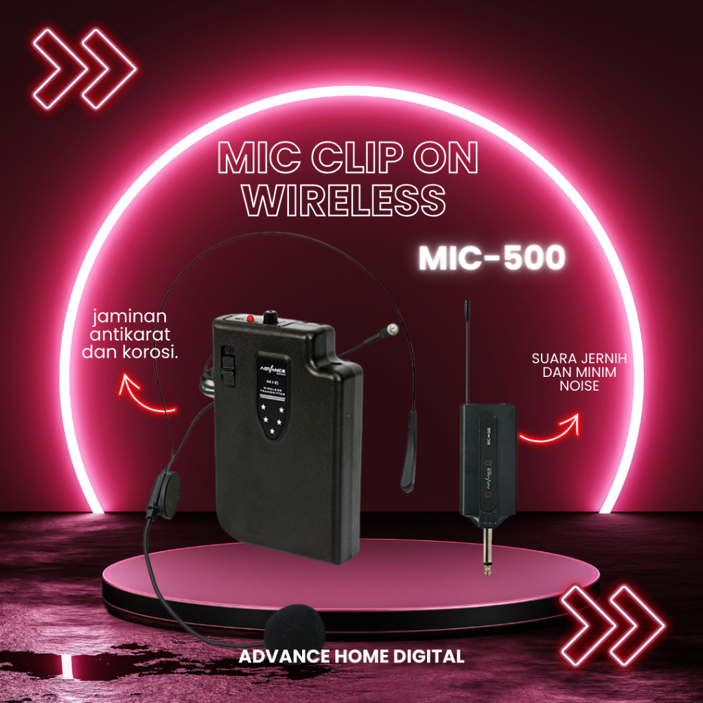 Jual Advance Mic Clip On Wireless Mic-500 Bando / Microphone Eksternal ...