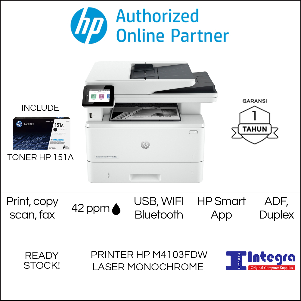 Jual Printer Hp Laserjet MFP 4103FDW All In One Print Copy Scan Fax ...