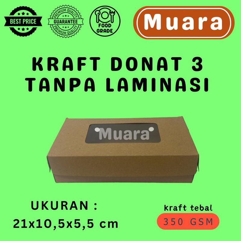 Jual Dos Kraft Donat Isi 3 Tanpa Laminasi Ukuran 21x10.5x5.5Cm / Kardus ...