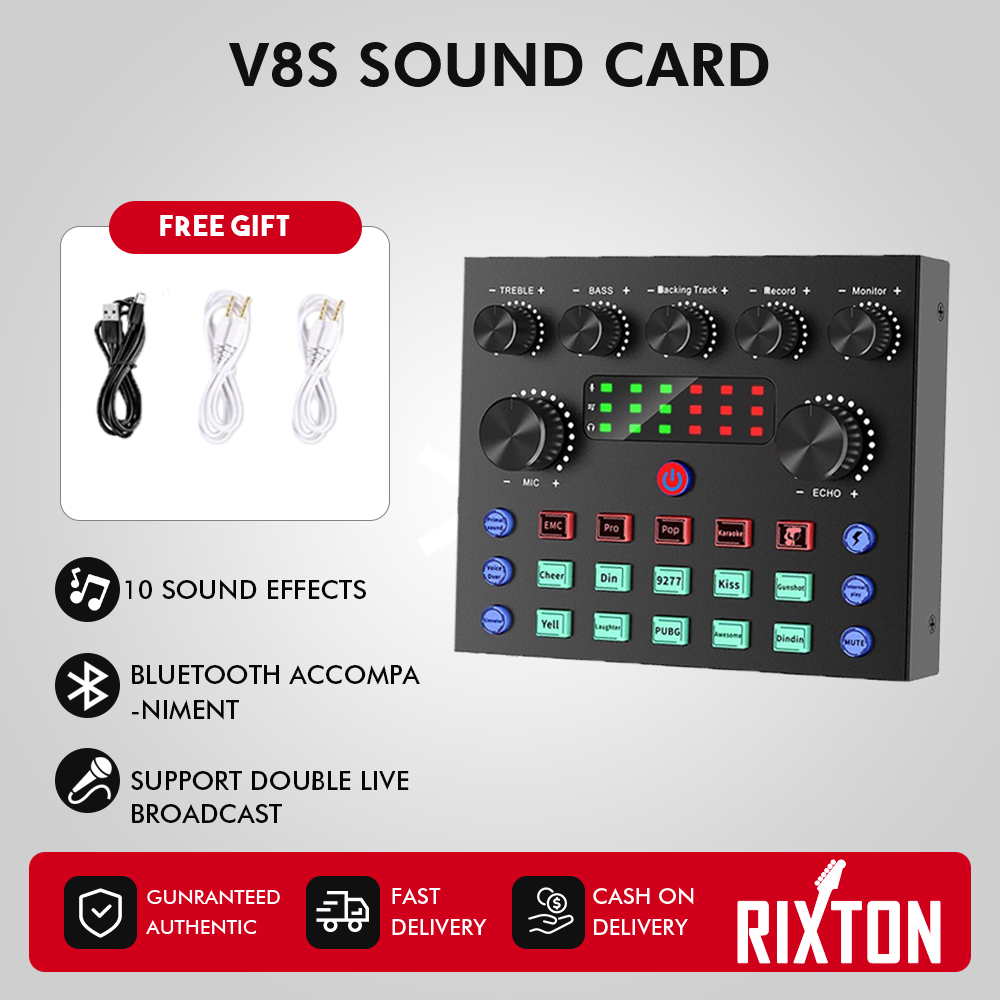 Jual RIXTON V8S SoundCard Bluetooth Audio USB External RGB SoundCard Karaoke device live 12 ...