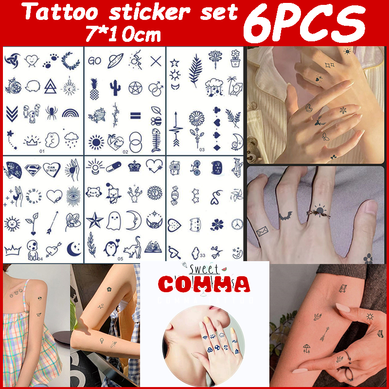 Jual 6 Buah/set fruit ink Tato temporer bulan bintang tahan lama Mini ...