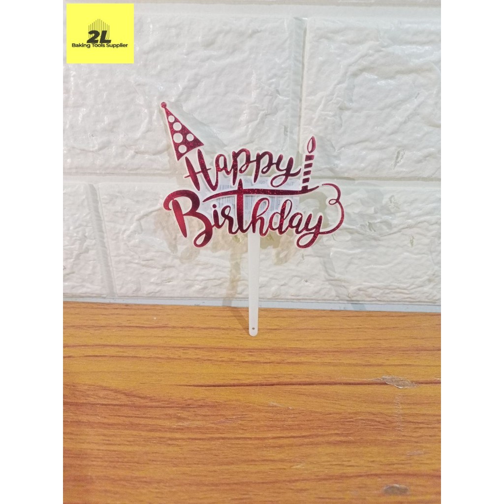 Jual Topper tusuk happy birthday topper hiasan kue tart puding cupcake ...