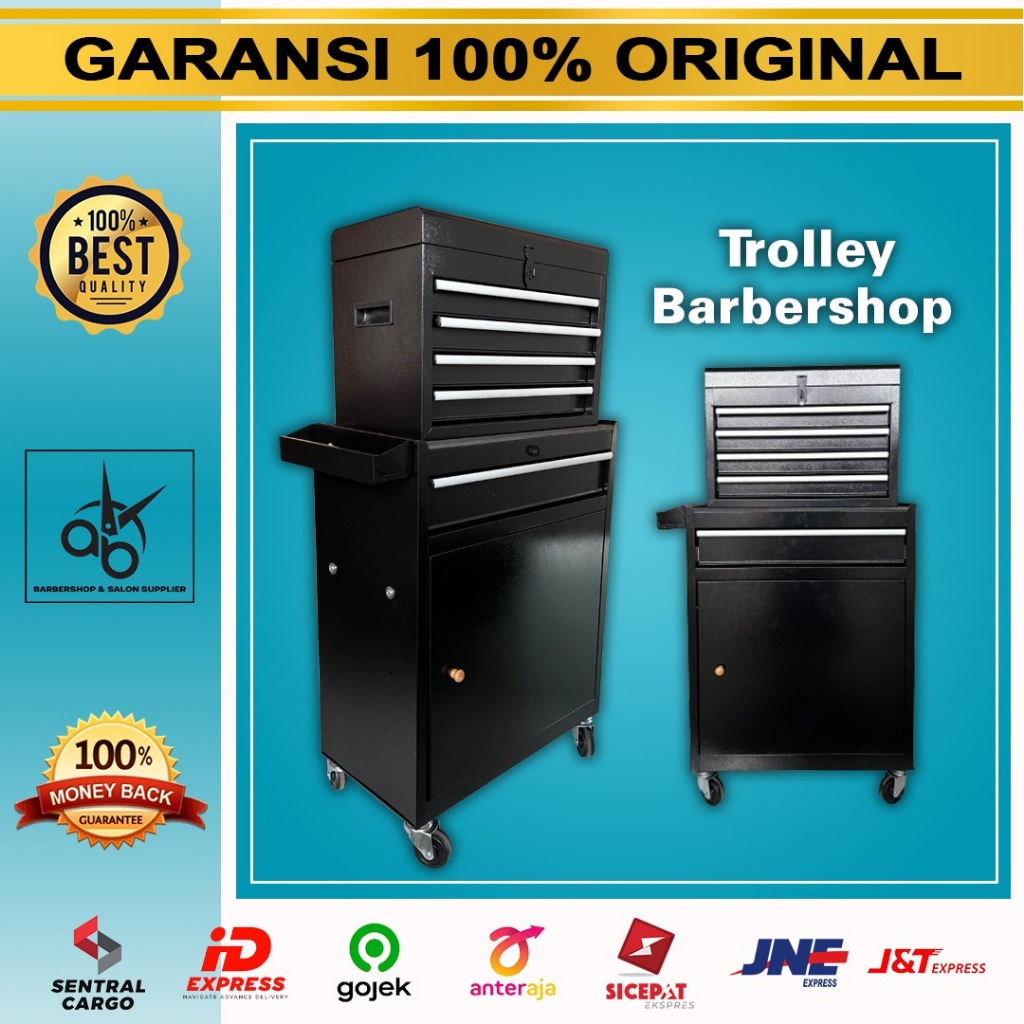 Jual Trolley Barber Hitam JS - 5004 Troli Susun Alat Cukur Rambut ...