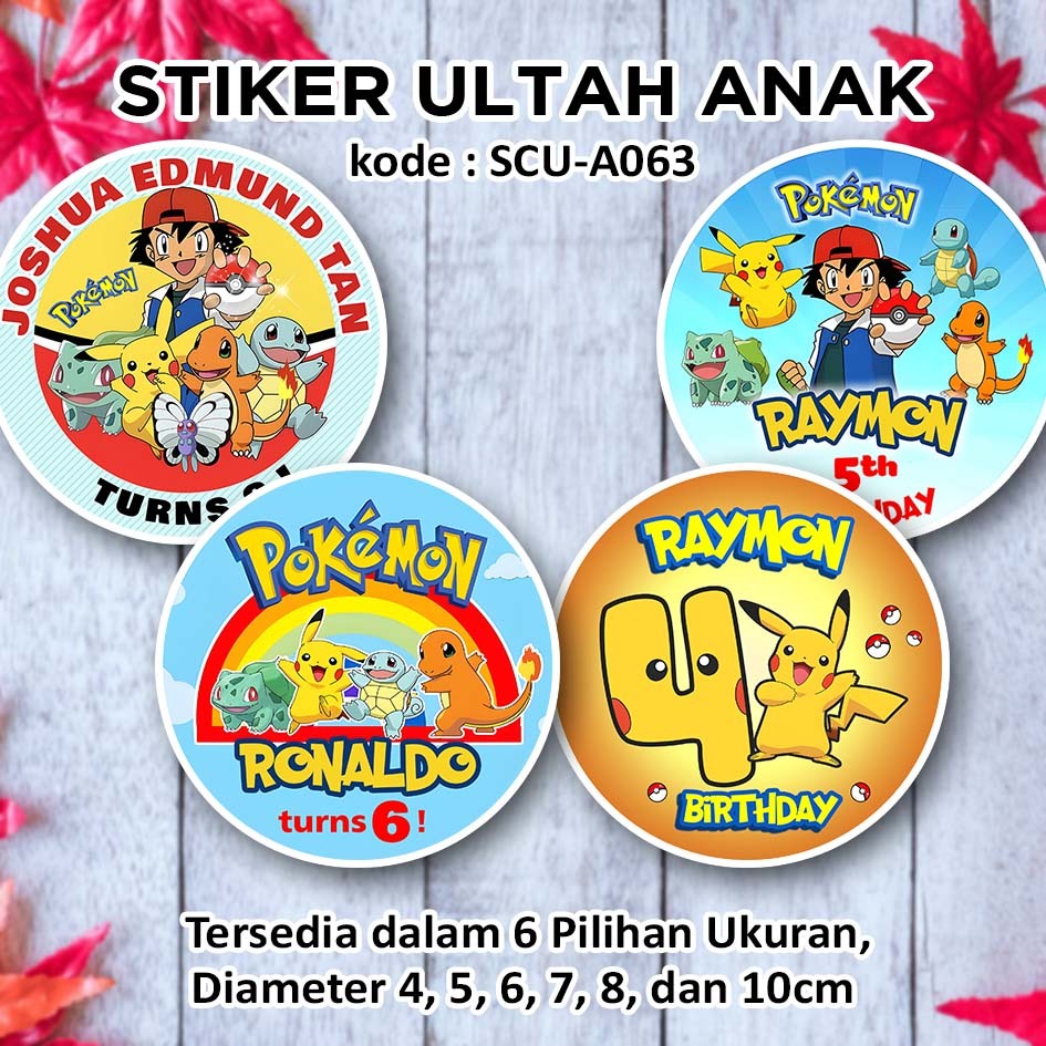 Jual STIKER ULTAH ULANG TAHUN ANAK POKEMON PIKACHU BIRTHDAY STICKER ...