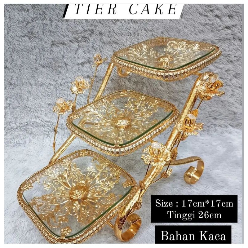 Jual tier cake susun 3 mewah | cake tray susun 3 persegi | cake tray susun model tangga | Shopee ...