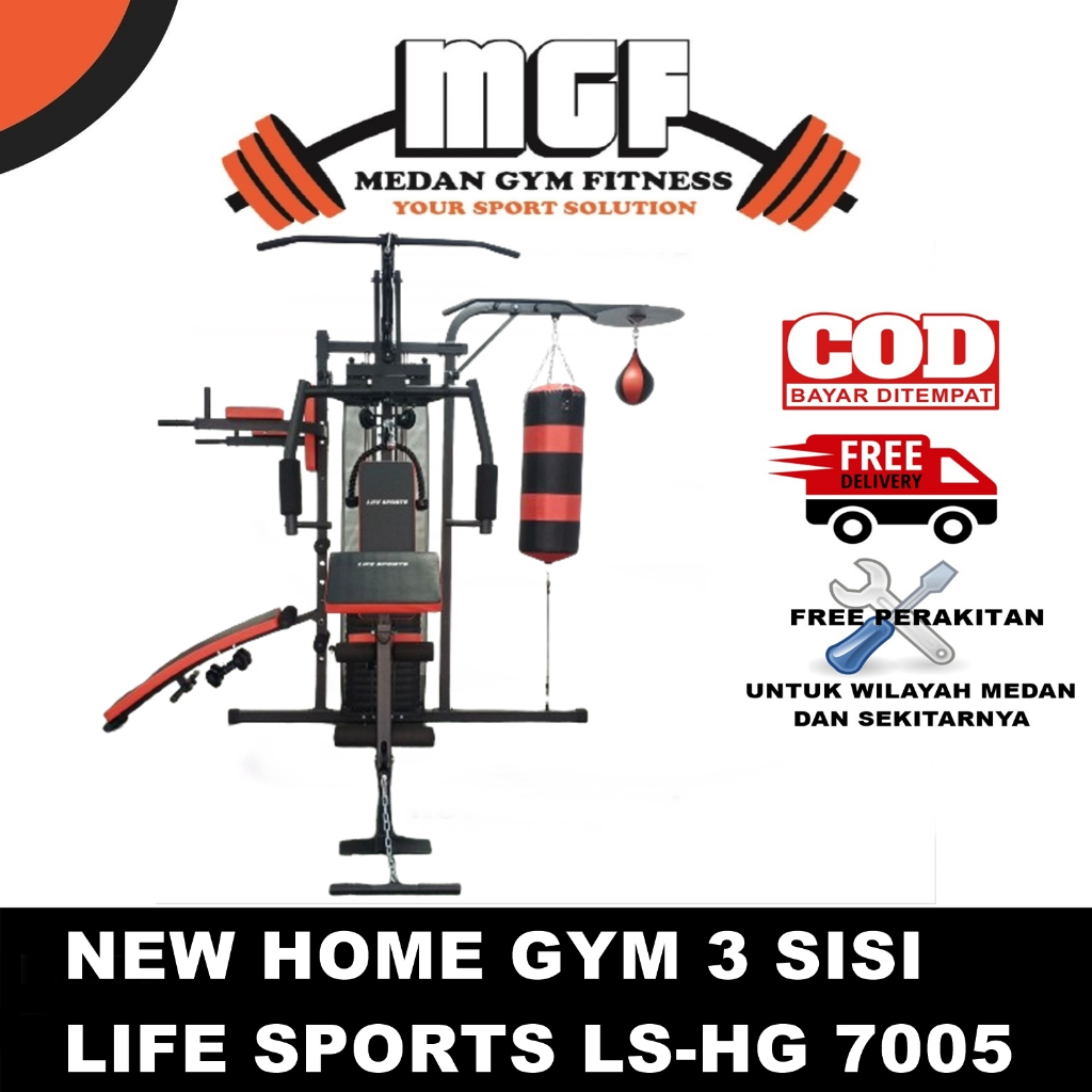Jual ALAT FITNESS HOME GYM MULTIFUNGSI SET 3 SISI TERBAIK LIFE SPORTS ...