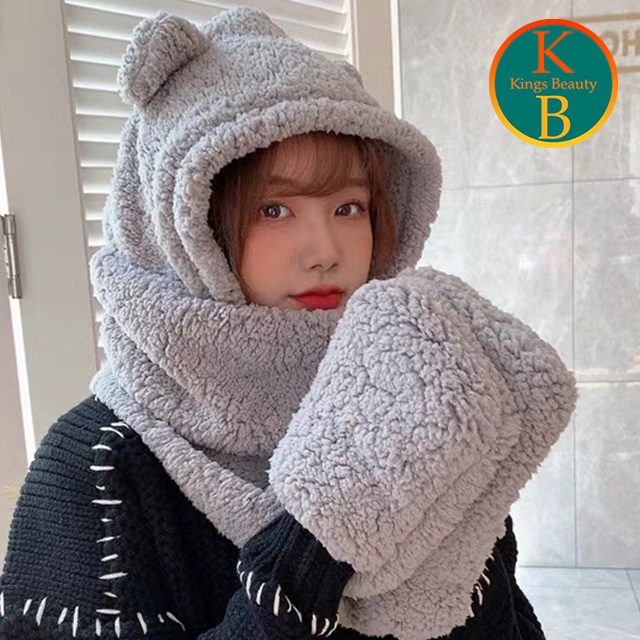 Jual Topi Syal Beruang Jennie / Topi Kupluk Bulu Halus / Hat / Scarf ...