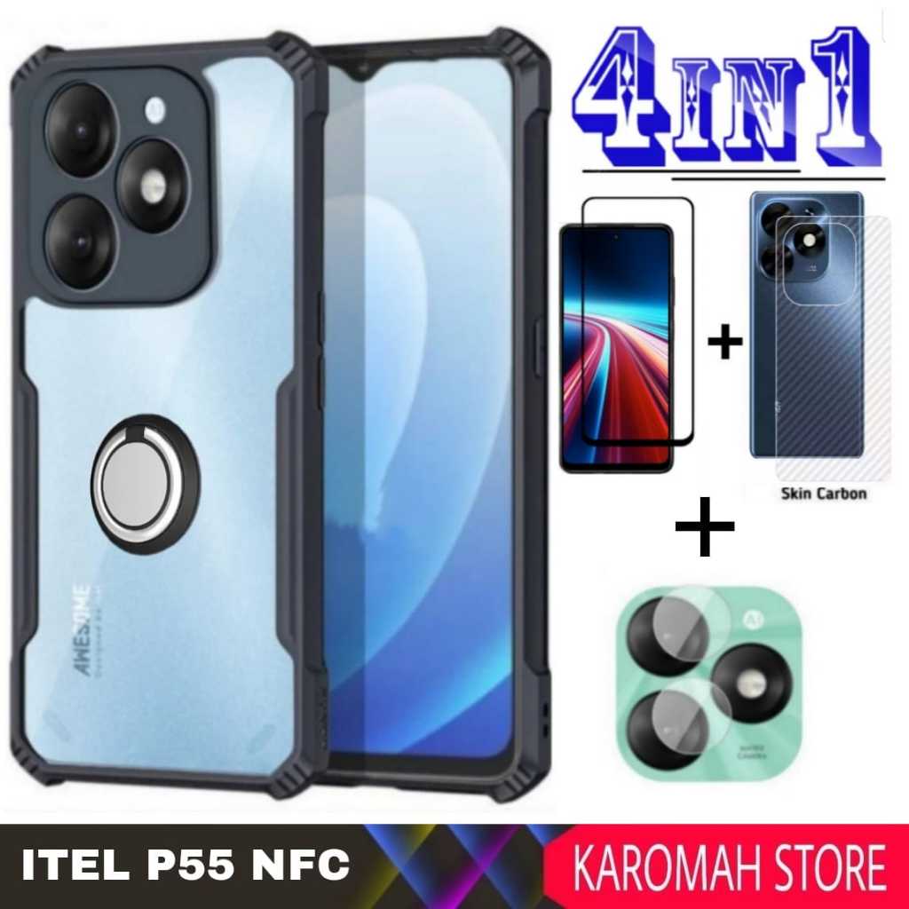 Jual Paket 4 in 1 Case Itel P55 NFC 2024 Premium Transparent Armor Case ...