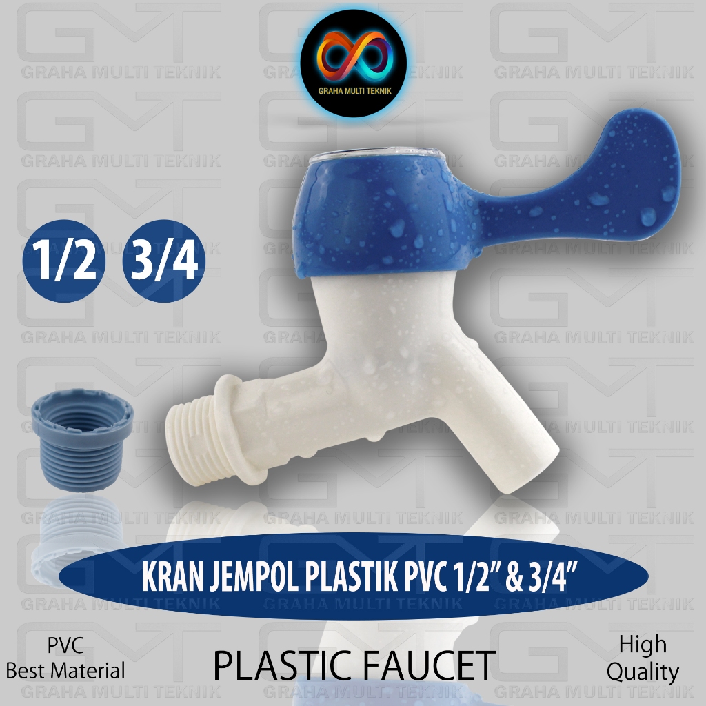 Jual Kran Air Jempol Plastik PVC 1/2 & 3/4 inch / Kran Tembok Toilet ...