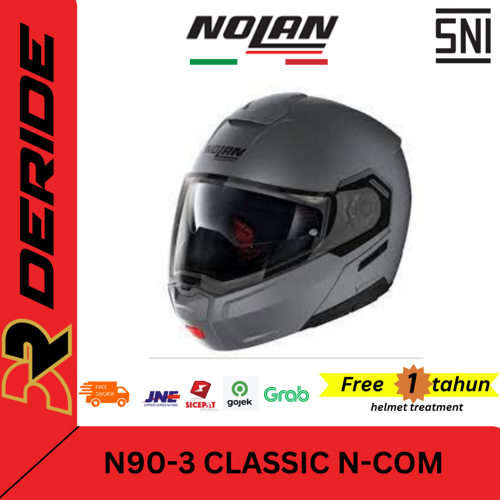 Jual HELM MODULAR NOLAN N90-3 CLASSIC N-COM 002 FLAT VULCAN GREY MODULAR FLIP UP SNI ORIGINAL ...