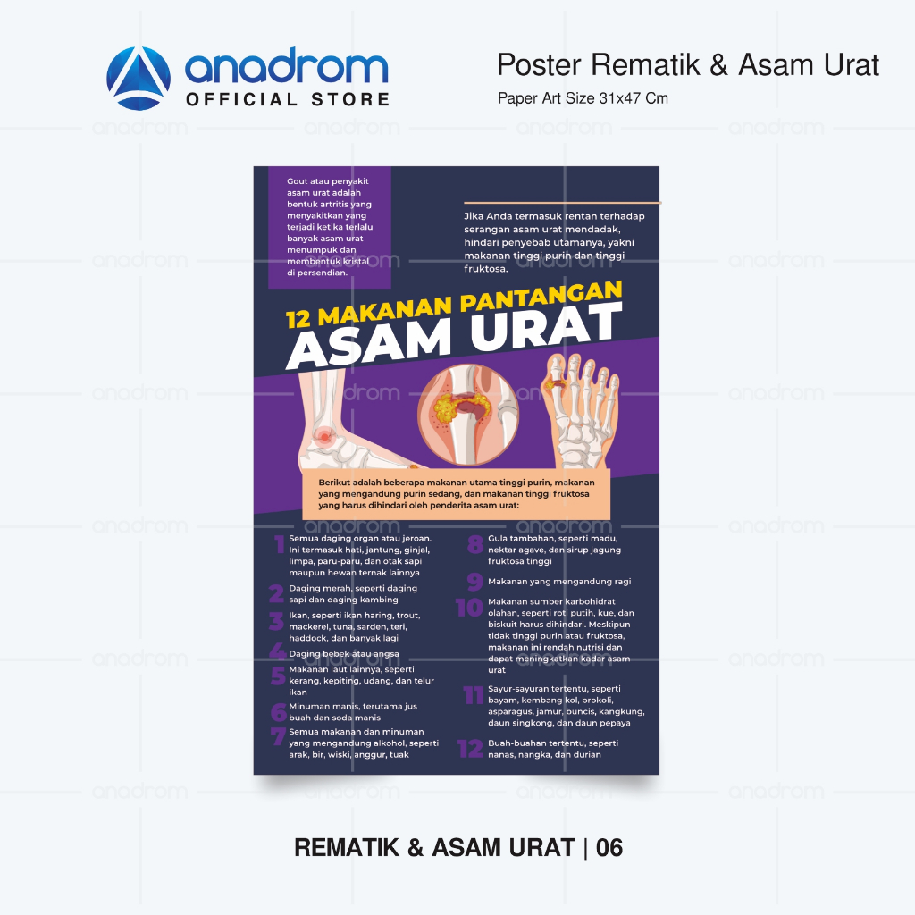 Jual Poster Seputar Penyakit Rematik & Asam Urat | Poster Promosi ...