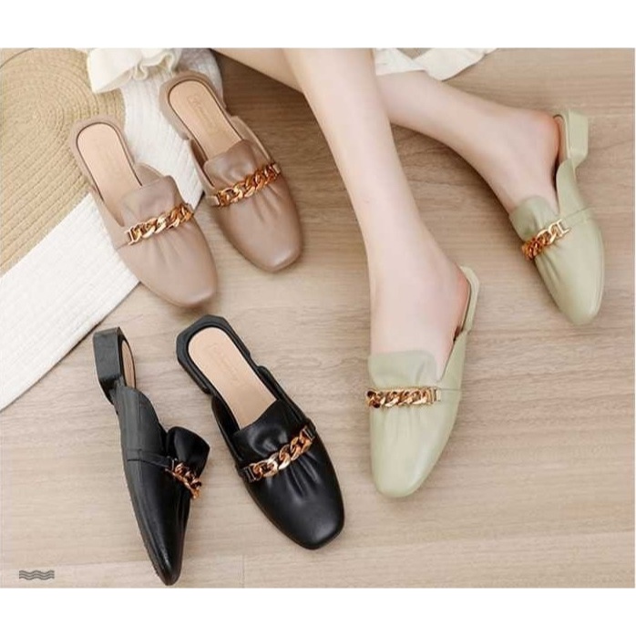 Jual Starpick Sepatu Sandal Slop Flat Wanita Model Slip On Tali Rantai ...