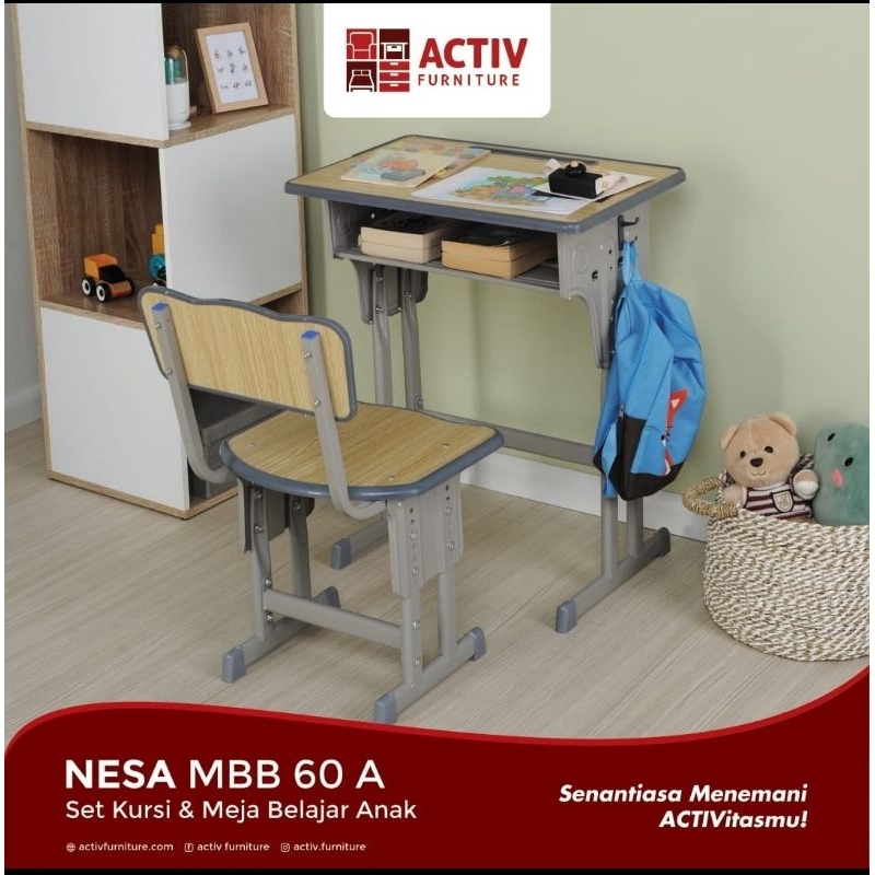 Jual Meja Belajar anak 1 Set kursi dan meja minimalis Nesa MBB 60 A ...