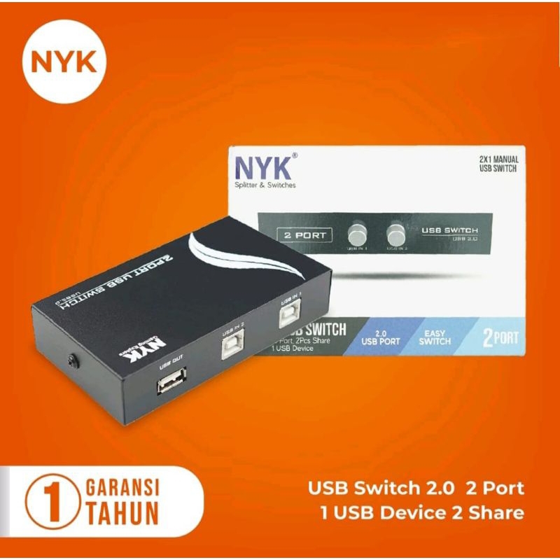 Jual USB Printer Manual Switch 2 Port / Data Switcher 1-2 USB Printer ...