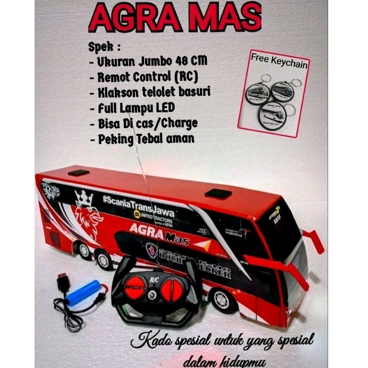 Jual Mainan miniatur Bus Agra mas Ukuran Jumbo klakson telolet basuri ...