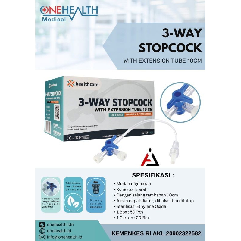 Jual Three Way Stopcock With Extension Tube Healthcare Onehealth / 3 ...