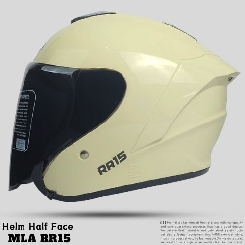Jual Helm Half Face NFJ RR15 /Cream KACA VISOR SMOKE / Helm Premium ...