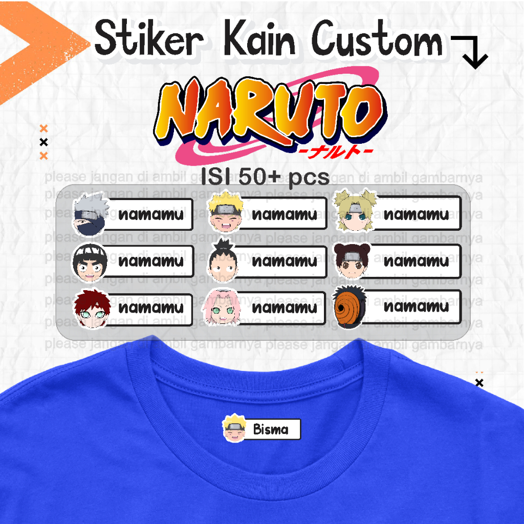 Jual STIKER KAIN LABEL NAMA ISI 50+ pcs. Stiker Label Nama Kain Baju ...