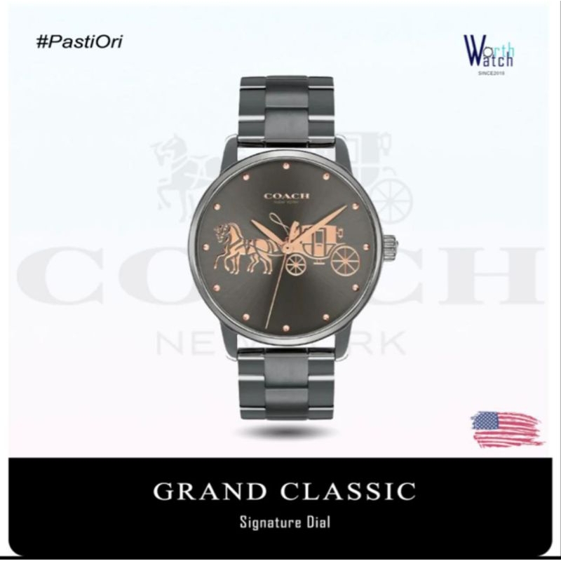 Jual Coach Grand Classic Gunmetal Stainless Stell Original BNIB 36mm ...