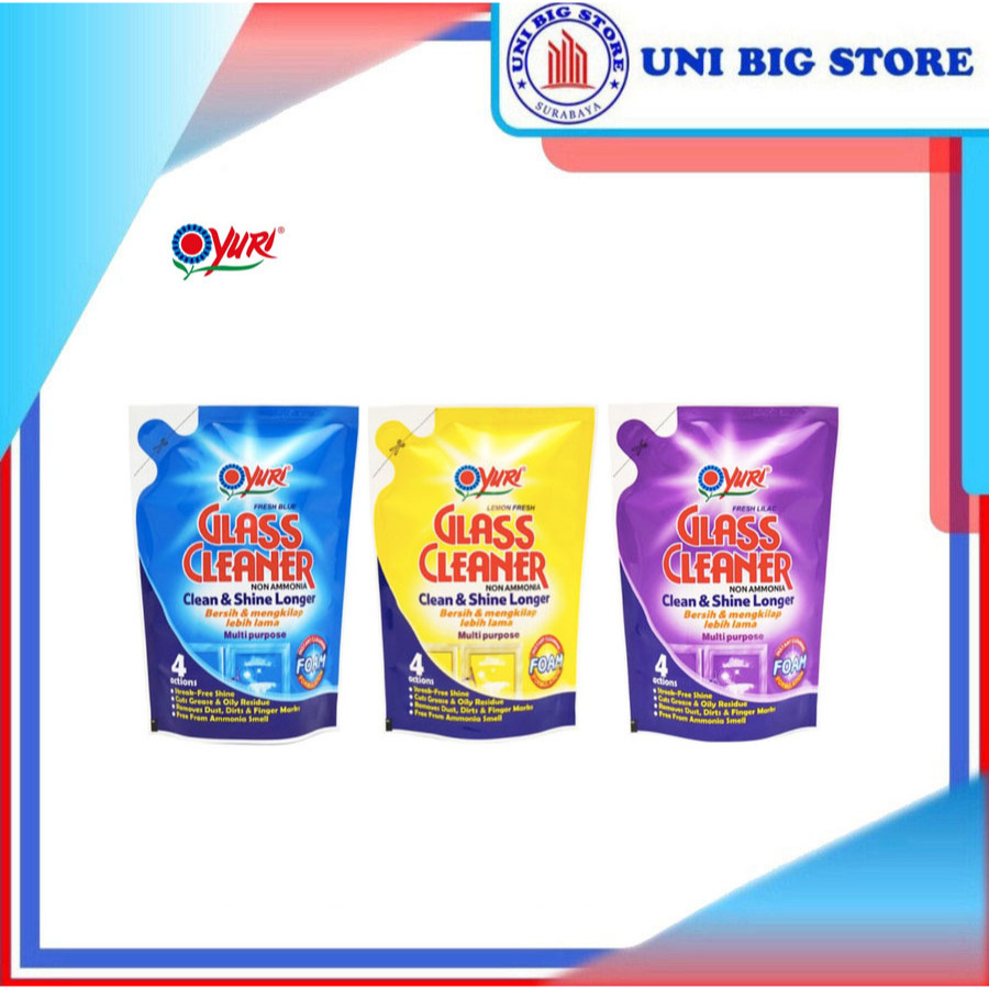 Jual Yuri Glass Cleaner Blue | Lilac | Lemon 410 ml Pembersih Kaca ...