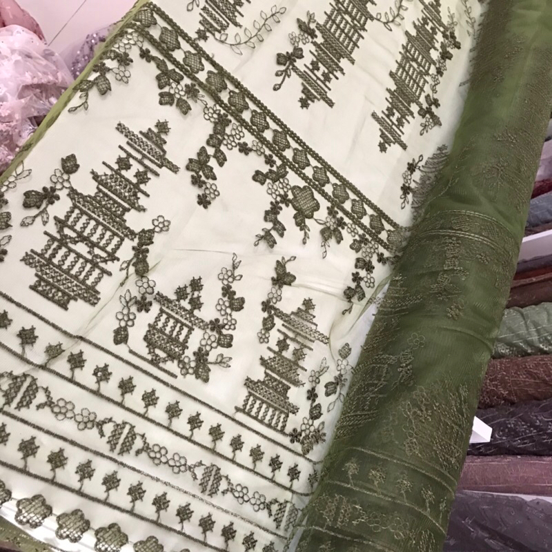 Jual Kain tulle/tile bordir motif etnik candi | Shopee Indonesia