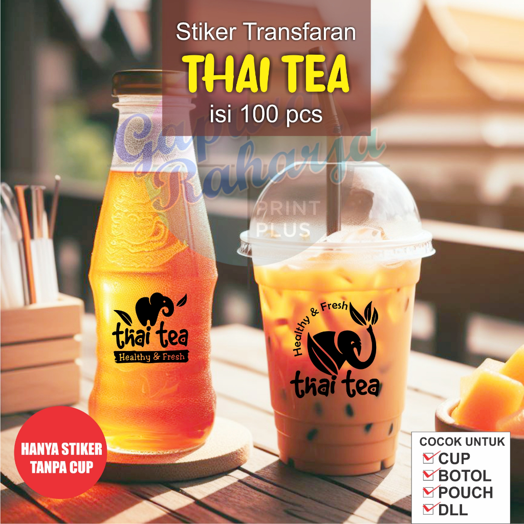 Jual Stiker Transfaran Kemasan Label Thai Tea isi 100 | Shopee Indonesia