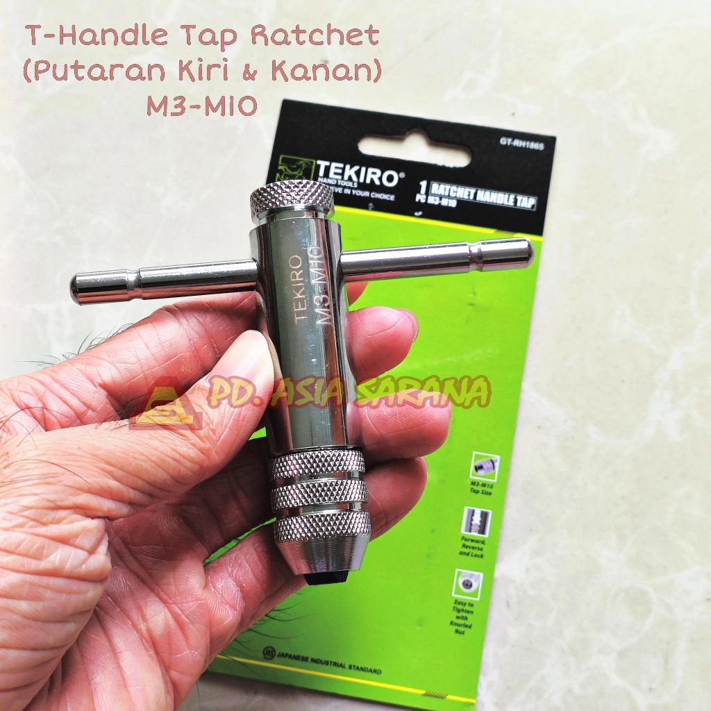 Jual Gagang Tap Ratchet M3-M10 TEKIRO GT-RH1865 Handle Drat Ulir Metric Putar Manual | Shopee ...