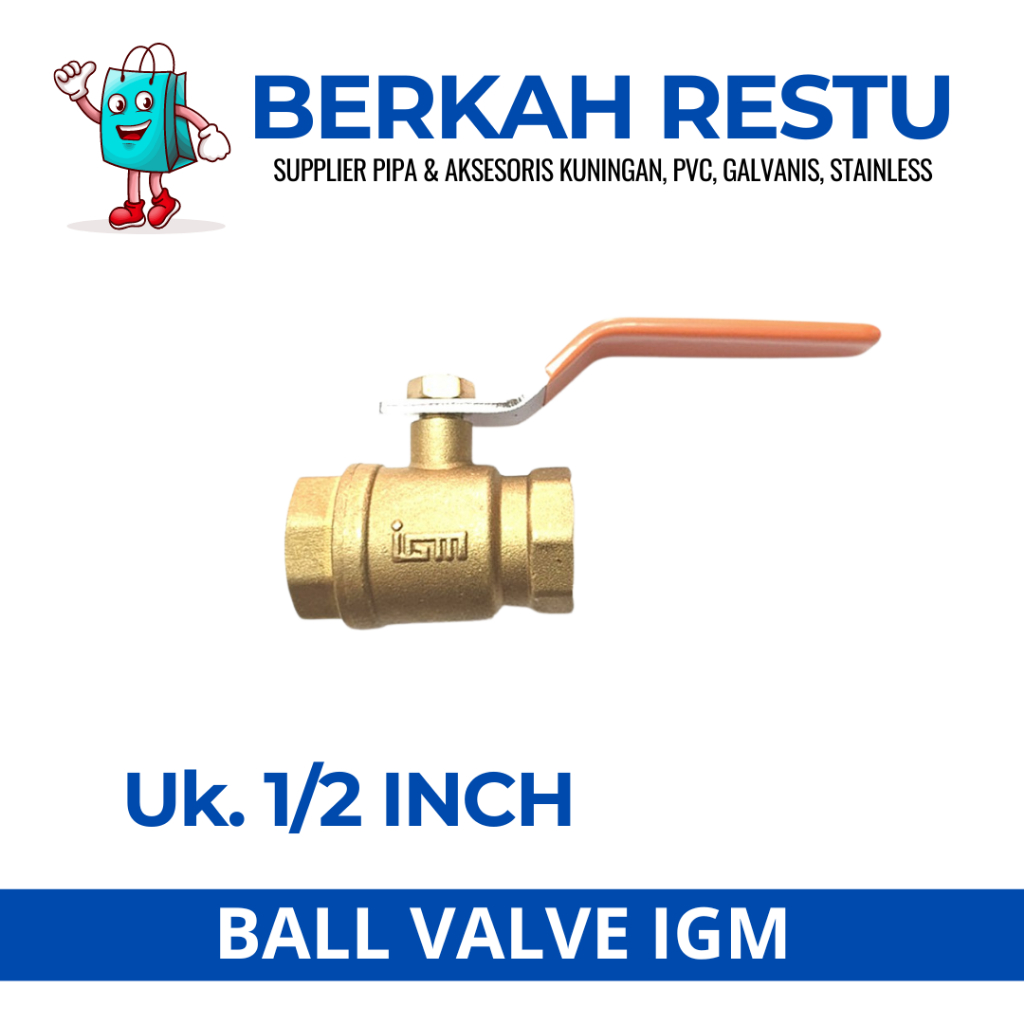 Jual Ball Valve IGM kuningan 1/2" inch Stop kran IGM Kuningan 1/2" inch | Shopee Indonesia