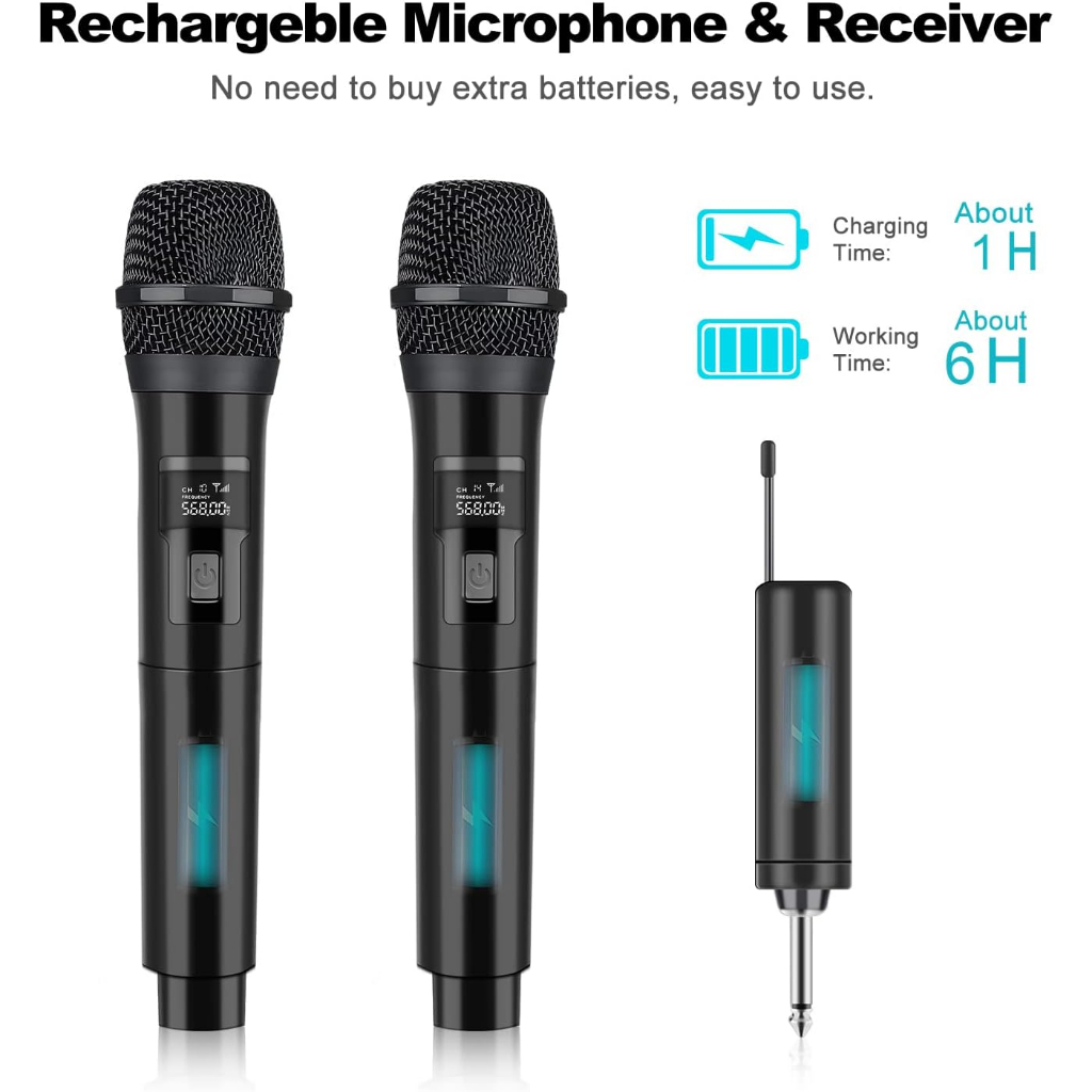 Jual Promo MIC wireles DOUBLE HITAM microphone bluetooth dengan ...