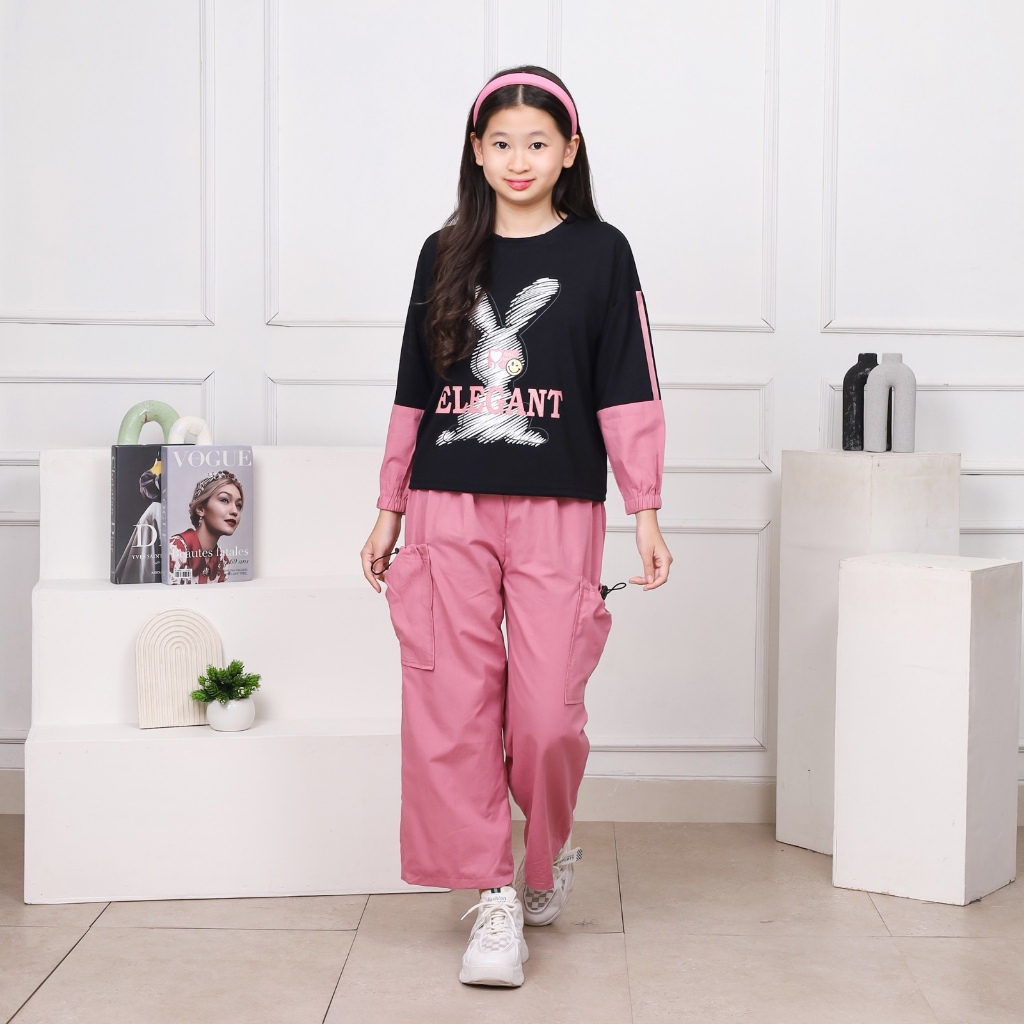 Jual [SUNFLOAPPAREL] 6-15 Tahun Baju Anak Perempuan One Set Cargo Kids ...