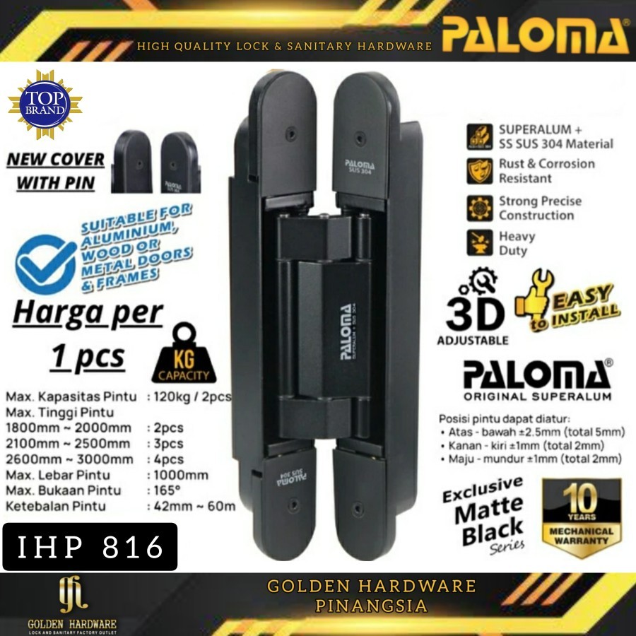 Jual ENGSEL CONCEALED INVISIBLE HINGE TANAM PINTU CONC D120 HITAM BLACK ...