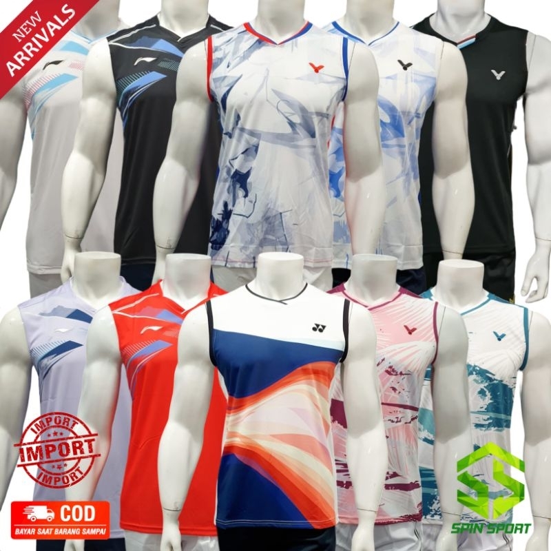Jual KOLEKSI KAOS SINGLET IMPORT PREMIUM TERBARU BAJU BADMINTON TENIS MEJA VOLI PINGPONG LARI ...
