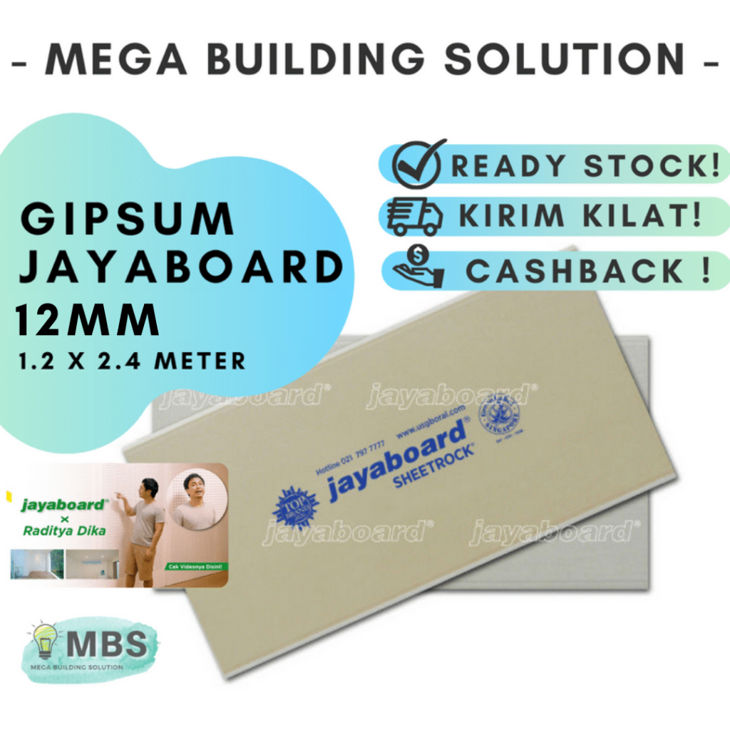 Jual Gypsum Jayaboard 1200x2400mm + Papan Gipsum Jaya 12mm Partisi ...